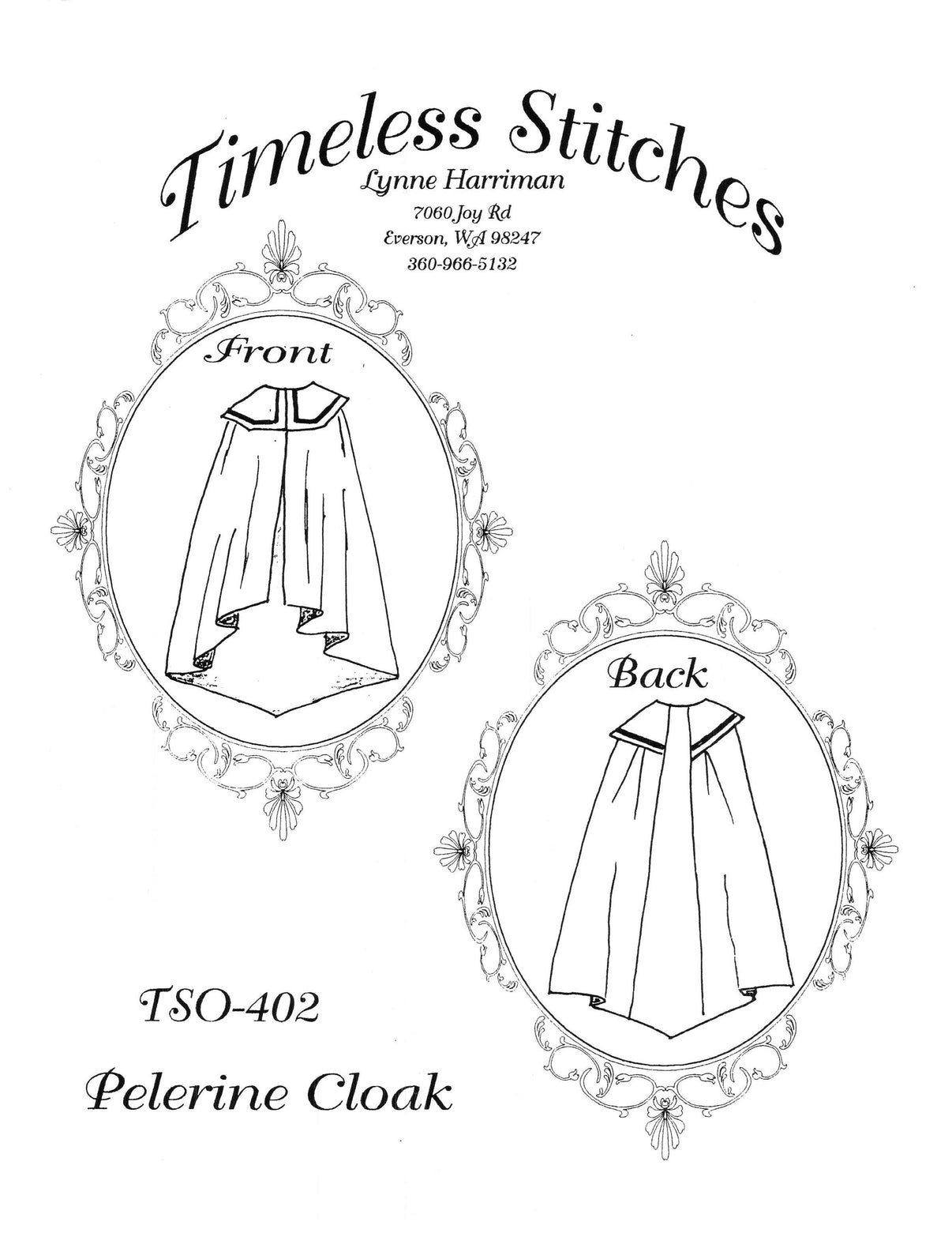 TSO-402 Pelerine Cloak Sewing Pattern, 19th Century Cloak Cape ...