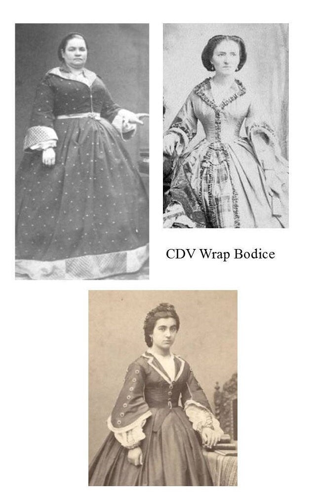 TSB-108 Wrap Bodice Sewing Pattern, Mid- 19th Century, Civil War Era ...
